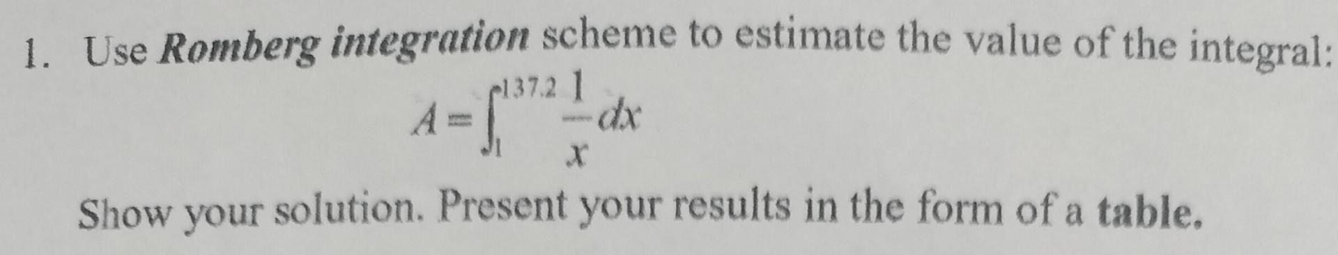 Solved Use Romberg integration scheme to estimate the value | Chegg.com