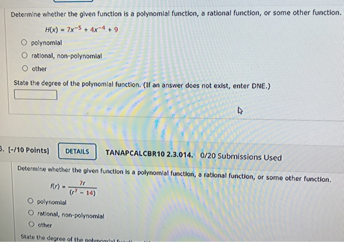 Solved Determine whether the given function is a polynomial | Chegg.com