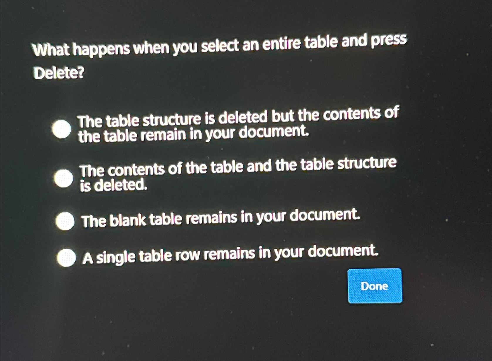 Solved What happens when you select an entire table and | Chegg.com