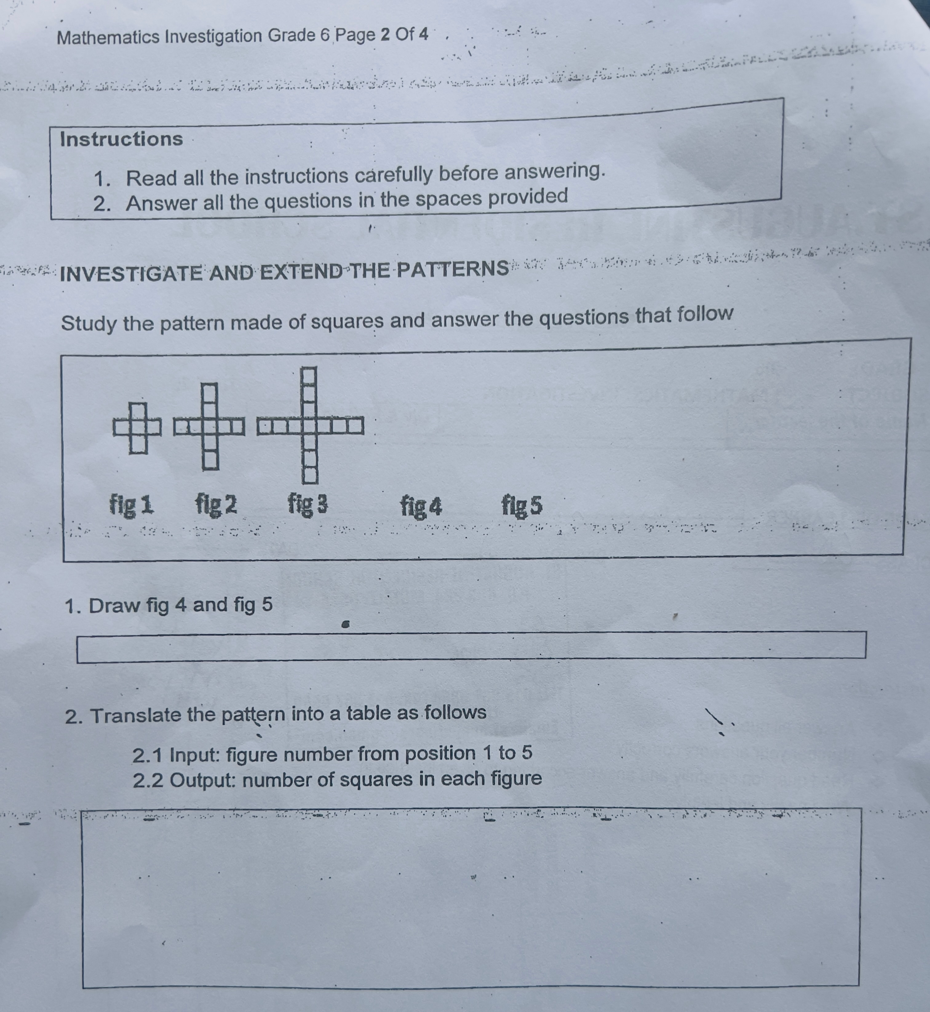 Solved Mathematics Investigation Grade 6 ﻿Page 2 ﻿of | Chegg.com