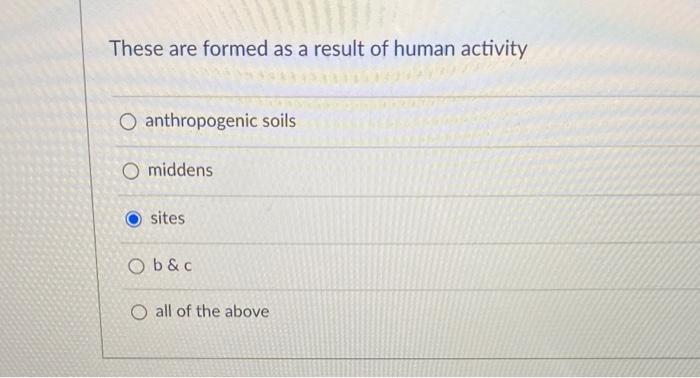 Solved These are formed as a result of human activity O | Chegg.com