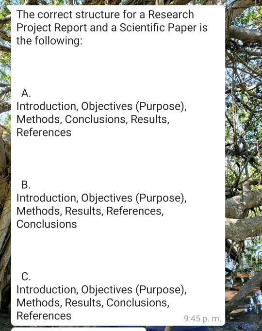 Solved The correct structure for a Research Project Report | Chegg.com