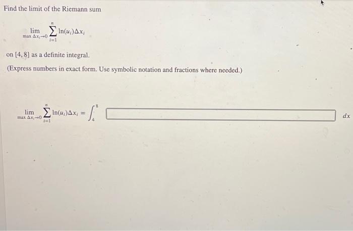 Solved Define the limit of the Riemann sum on [0,7π] as a | Chegg.com