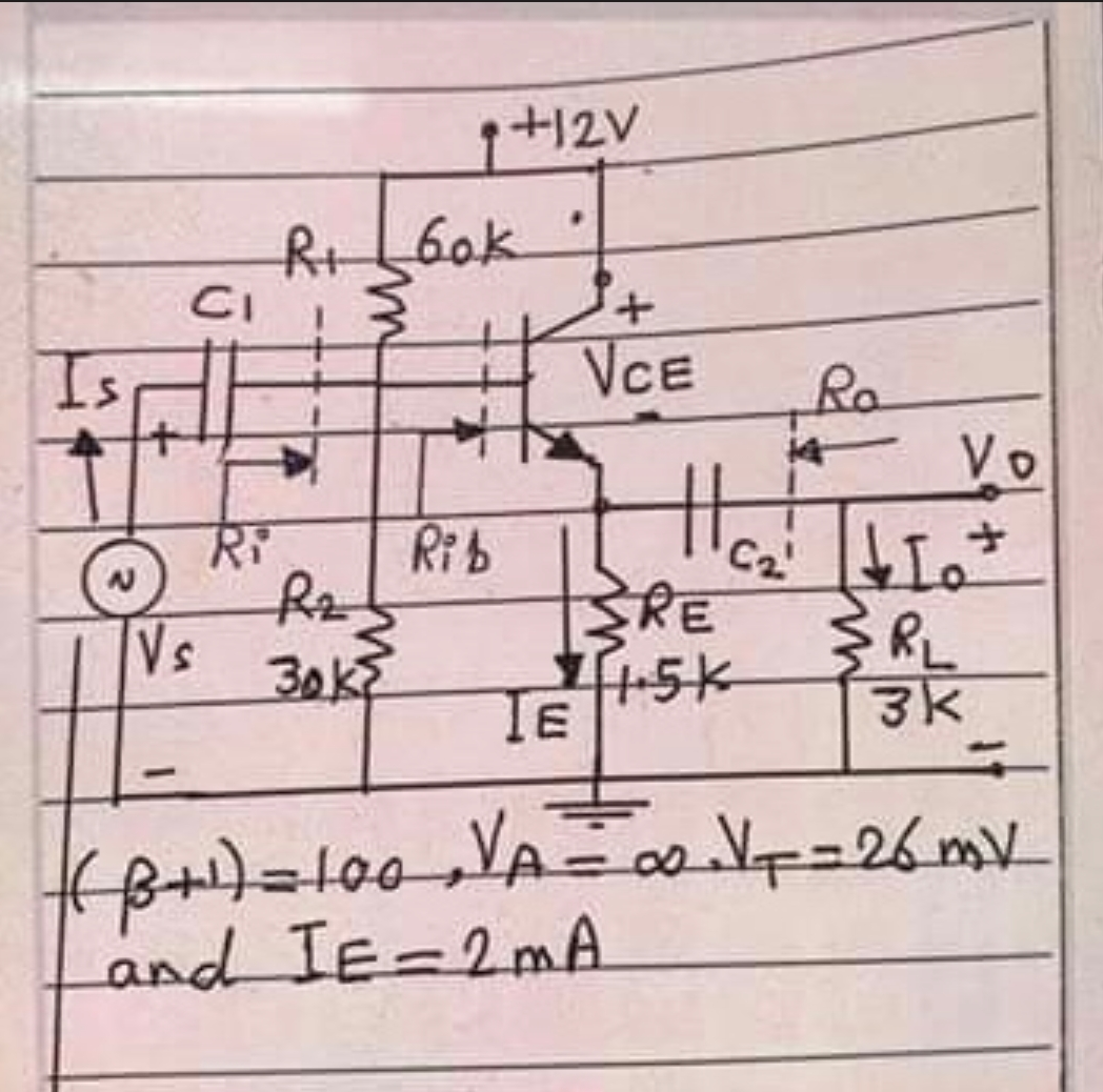 Solved Given The Following BJT Amplifier Circuit | Chegg.com Solved Given The Following BJT Amplifier Circuit | Chegg.com