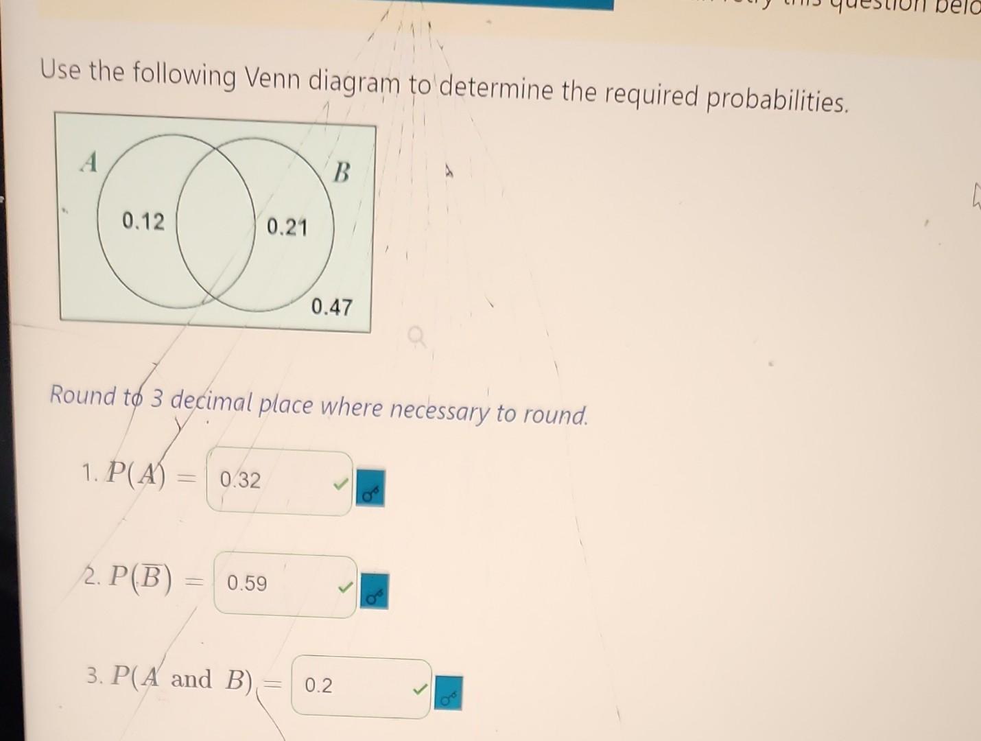Solved Use the following Venn diagram to determine the | Chegg.com