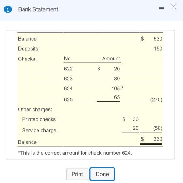Solved X Х Bank Statement Balance $ 530 150 Deposits Checks: | Chegg.com
