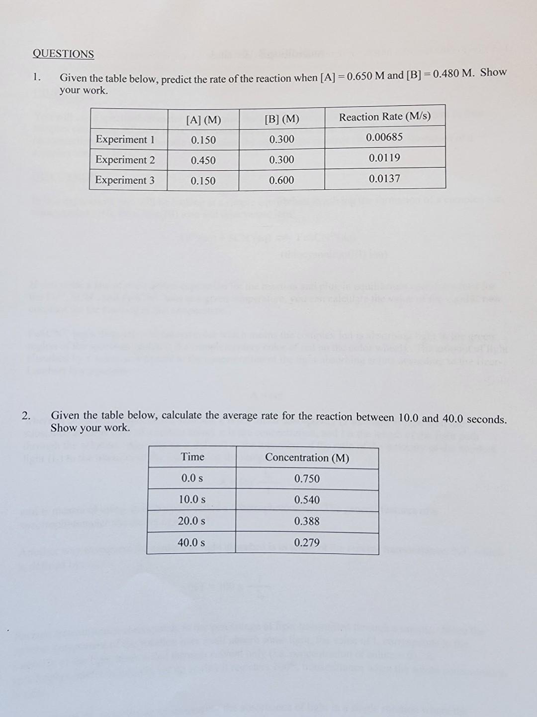 DATA AND CALCULATIONS (Correct sig figs required | Chegg.com
