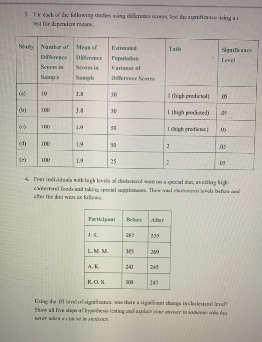 Solved 3. For each of the following studies using difference | Chegg.com