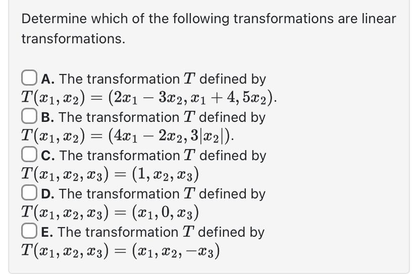 Solved Determine which of the following transformations are | Chegg.com