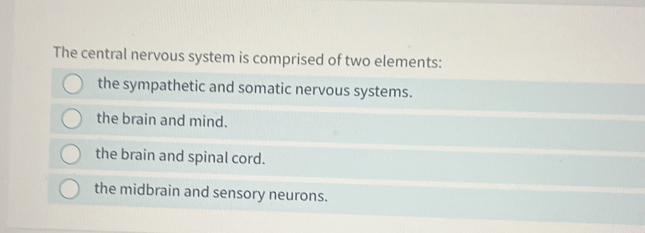 Solved The central nervous system is comprised of two | Chegg.com