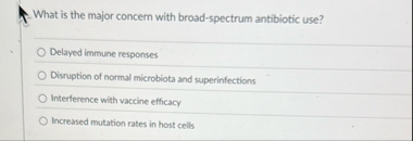 Solved What is the major concern with broad-spectrum | Chegg.com