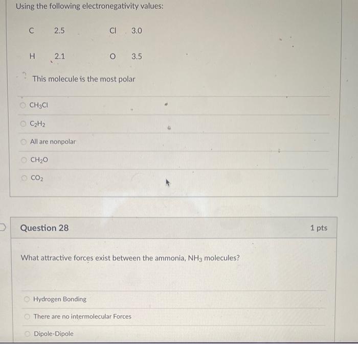 Solved Using the following electronegativity values: с 2.5 | Chegg.com