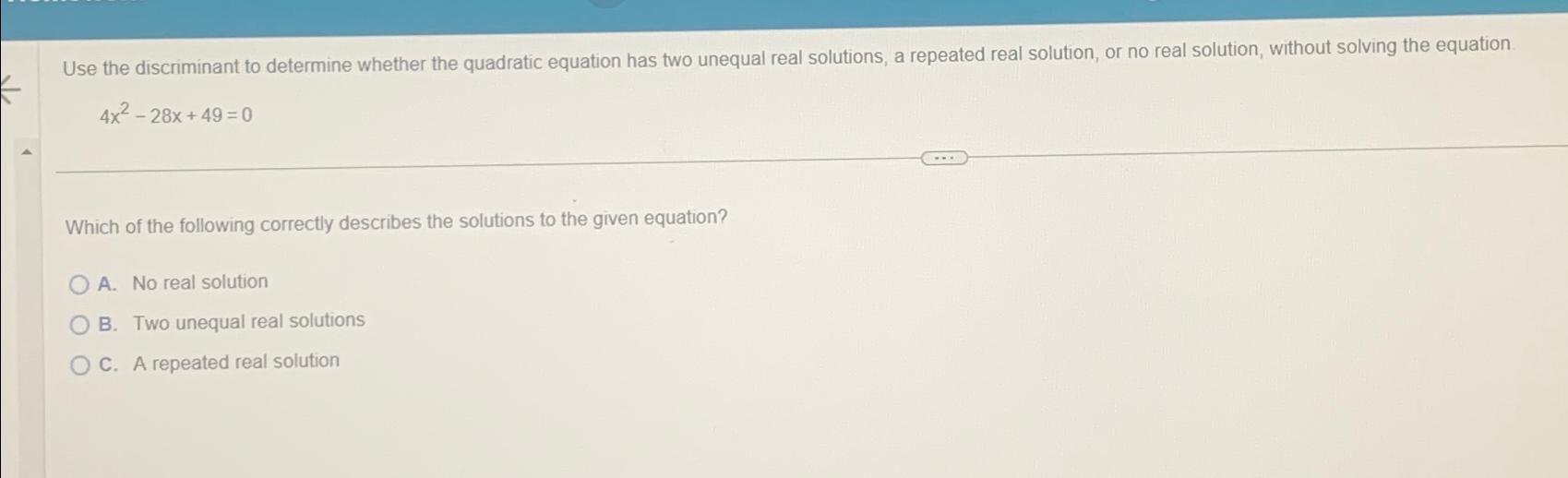 Solved Use the discriminant to determine whether the | Chegg.com