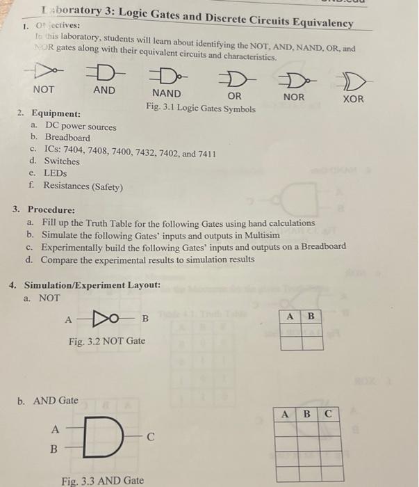 Solved I aboratory 3: Logic Gates and Discrete Circuits | Chegg.com
