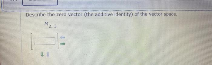 Solved Describe the zero vector (the additive identity) of | Chegg.com
