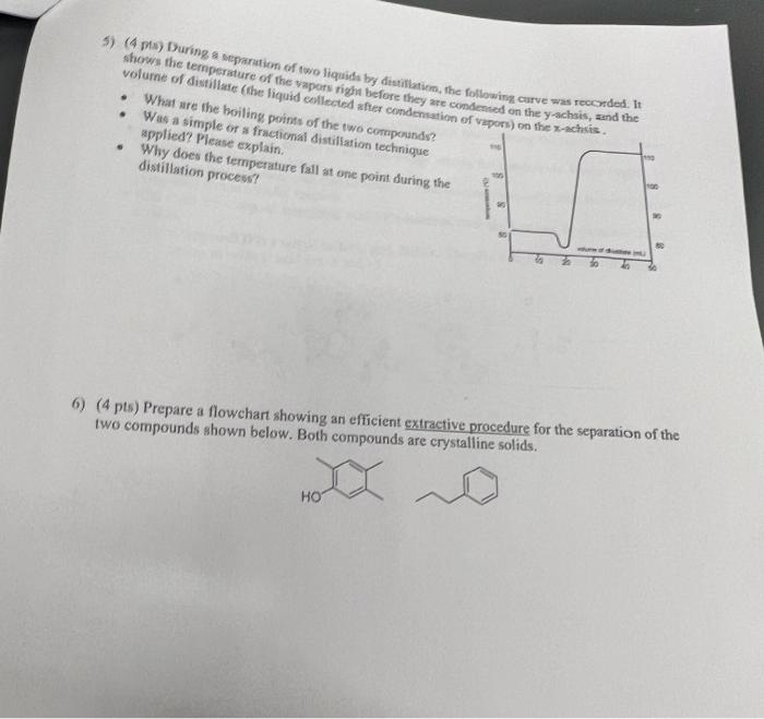 Solved 5) (4 pas) During a separation of two liquids by | Chegg.com