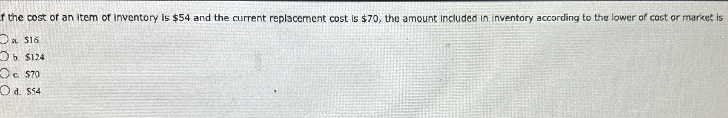 Solved f the cost of an item of inventory is $54 ﻿and the | Chegg.com