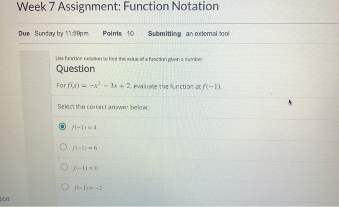 Solved Week 7 Assignment: Function Notation Due Sunday by | Chegg.com