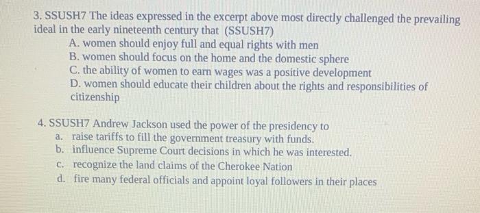 Solved 3. SSUSH7 The ideas expressed in the excerpt above | Chegg.com