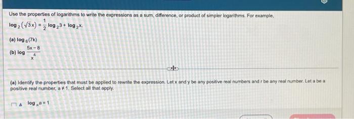 Solved Use the properties of logarithms to writo the | Chegg.com