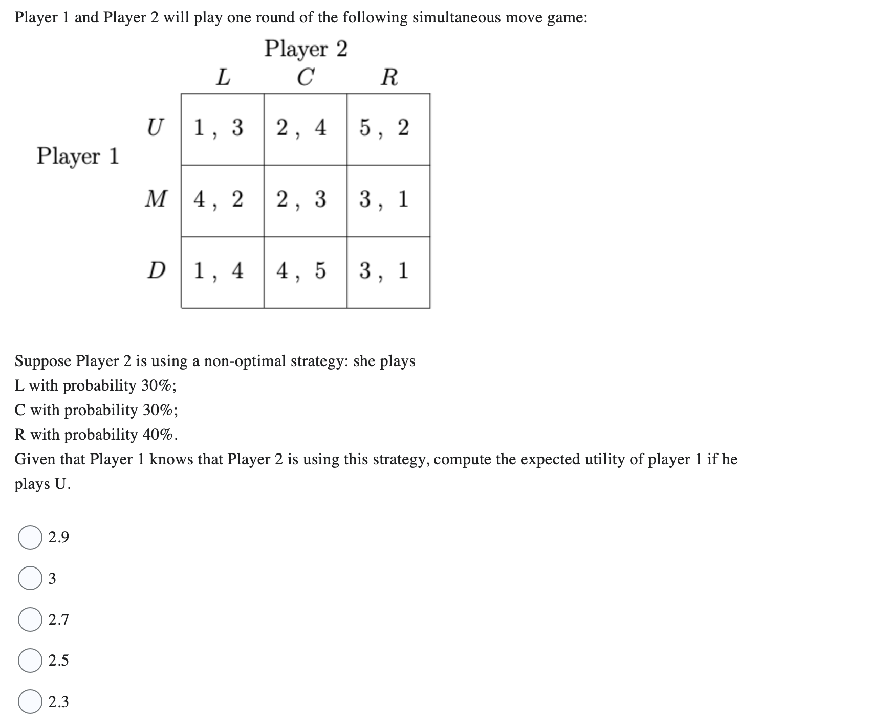 Solved Player 1 ﻿and Player 2 ﻿will play one round of the | Chegg.com