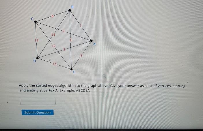 Solved B 14 13 3 A 12 D E Apply the sorted edges algorithm | Chegg.com