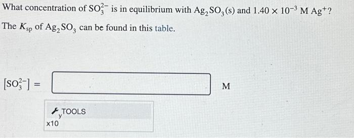 Solved What concentration of SO32− is in equilibrium with | Chegg.com