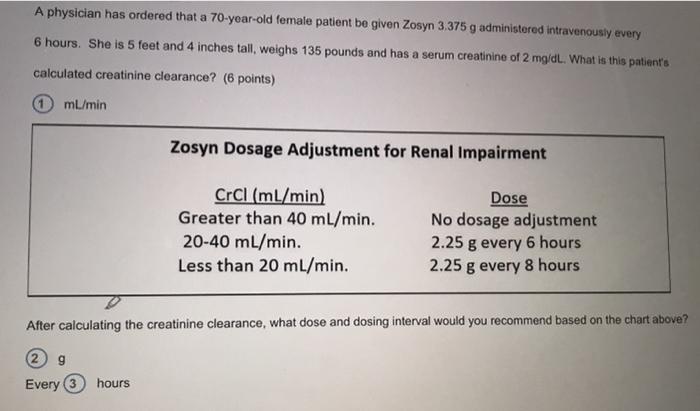 Solved A physician has ordered that a 70-year-old female | Chegg.com
