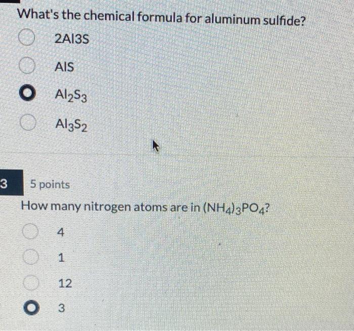 Solved What's the chemical formula for aluminum sulfide? | Chegg.com