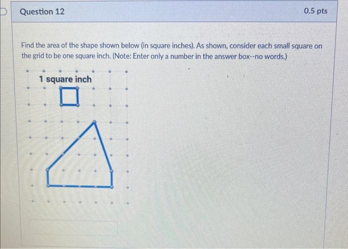 Solved Find the area of the shape shown below (in square | Chegg.com