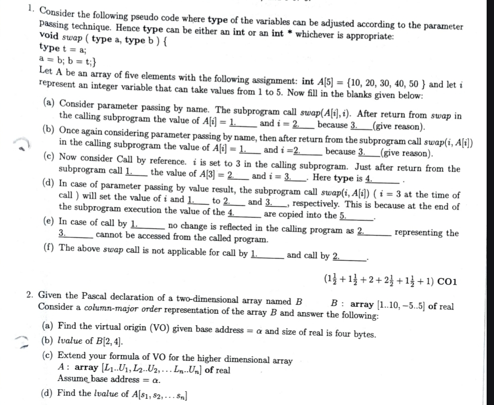 Solved Consider the following pseudo code where type of the | Chegg.com
