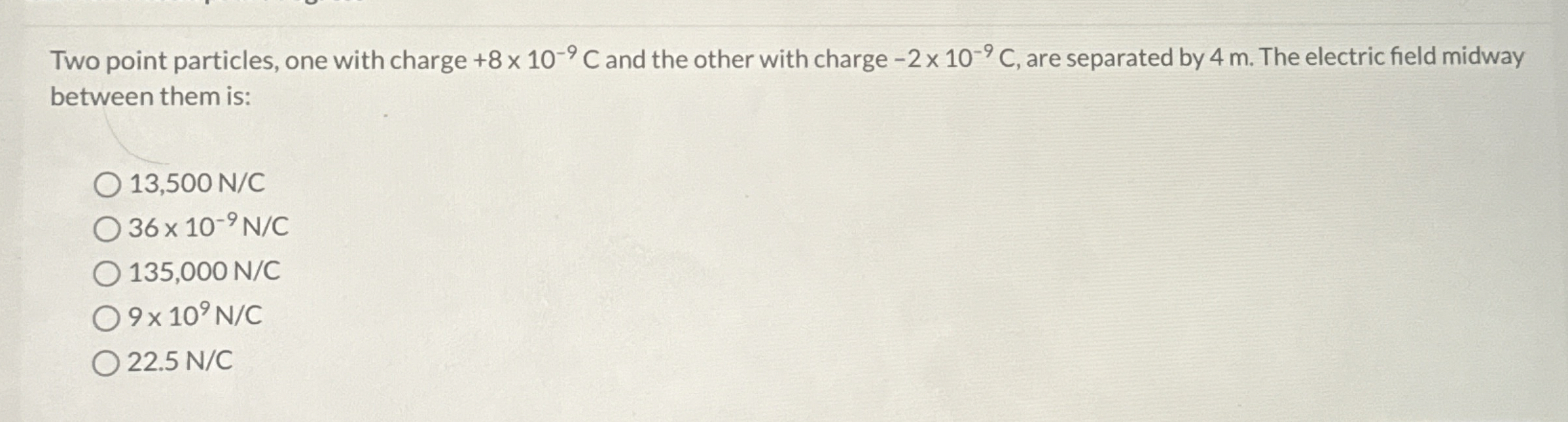 Two point particles, one with charge +8×10-9C ﻿and | Chegg.com