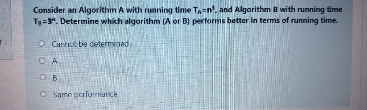 Solved Consider an Algorithm A with running time Ta=nº, and | Chegg.com