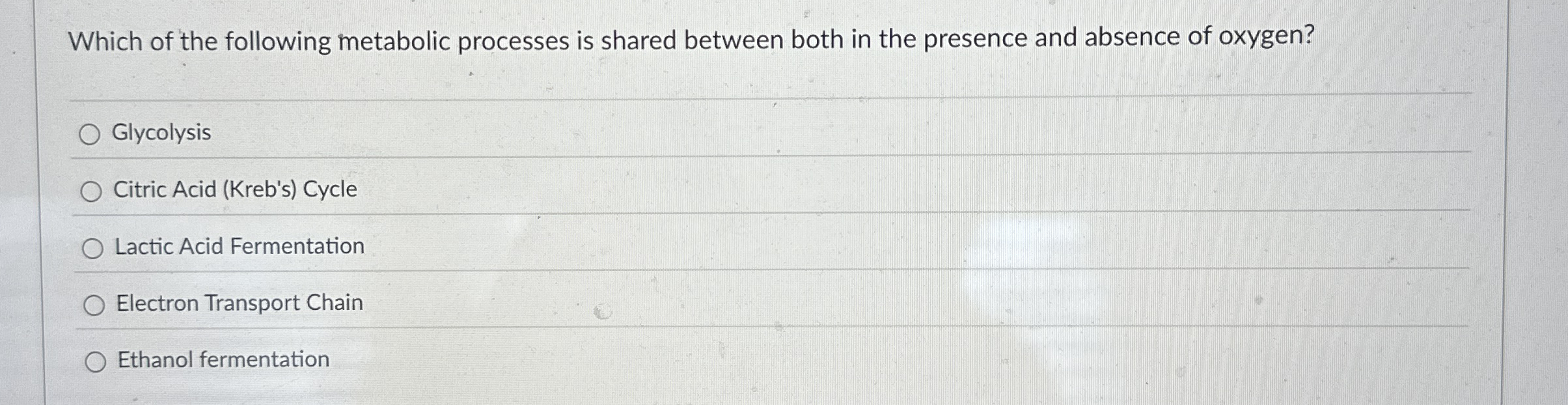Solved Which of the following metabolic processes is shared | Chegg.com