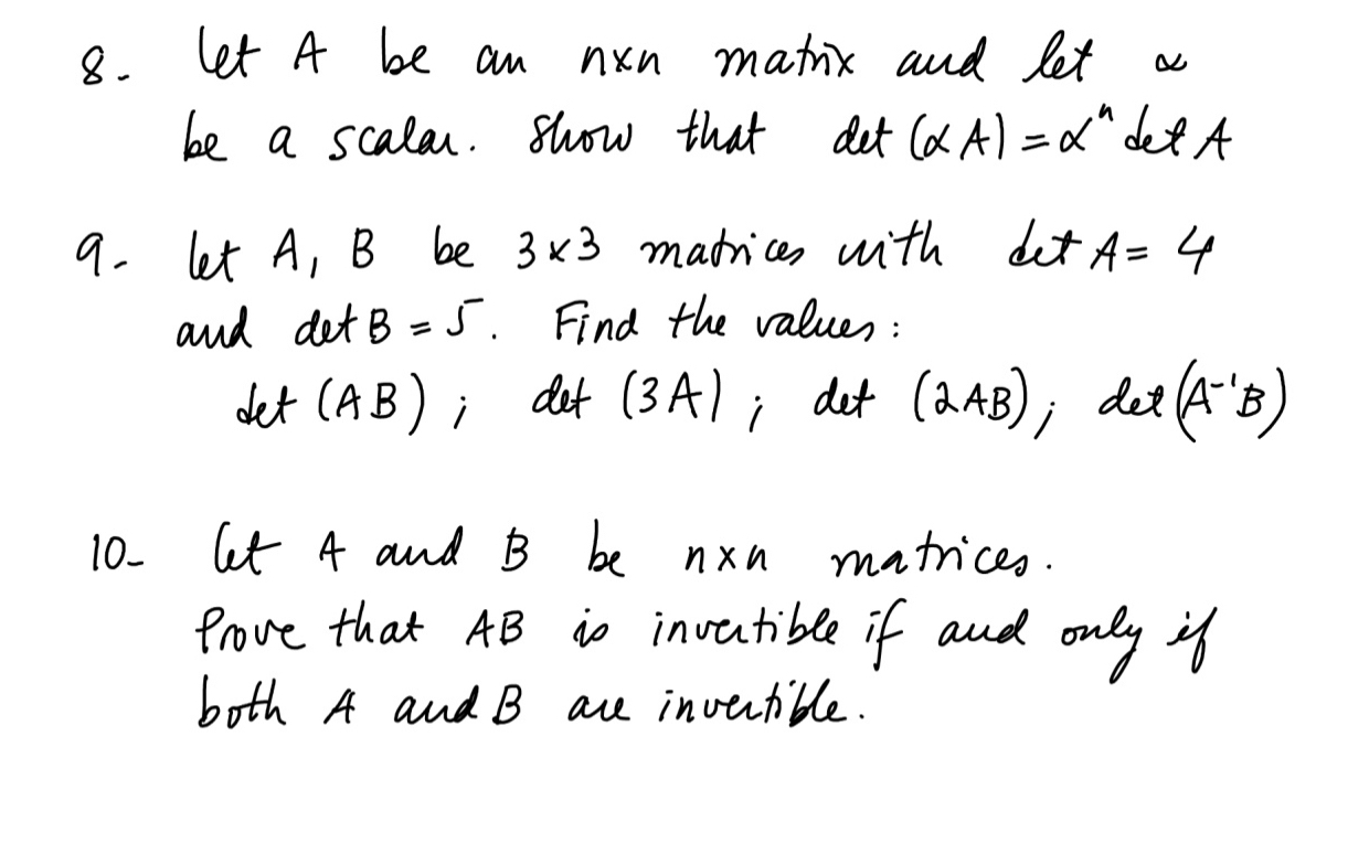 Solved let A ﻿be an n×n ﻿matix and let ∞be a scalar. Show | Chegg.com