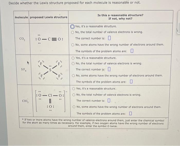 Solved Deride whather the Lewis structure pronosed for each | Chegg.com