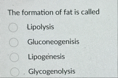 Solved The formation of fat is | Chegg.com