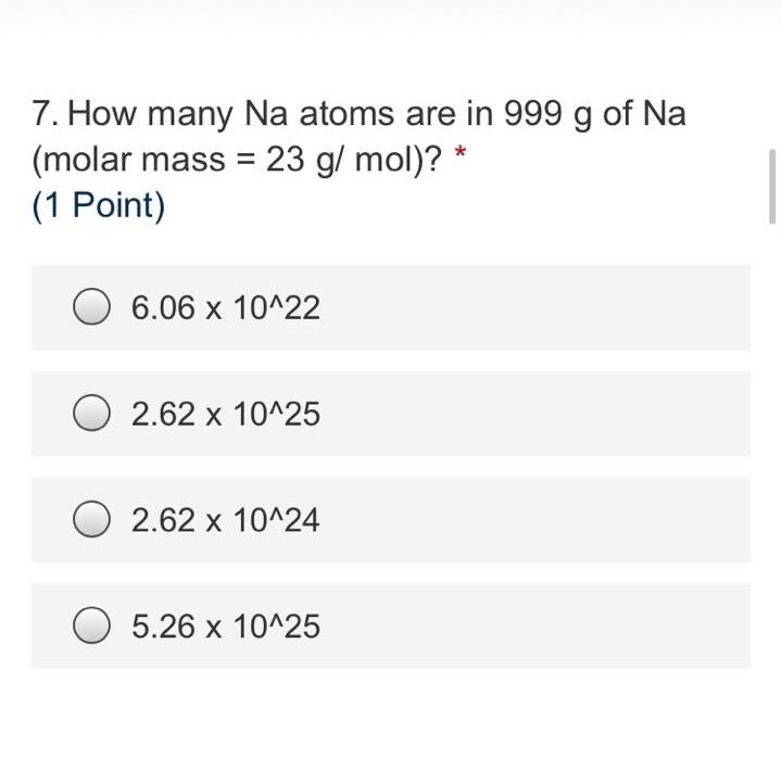 Solved 7. How many Na atoms are in 999 g of Na (molar mass = | Chegg.com