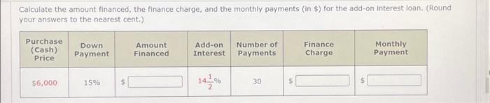 Solved Calculate the amount financed, the finance charge, | Chegg.com