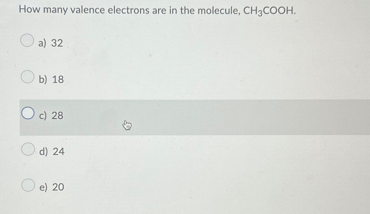 Solved How many valence electrons are in the molecule, | Chegg.com
