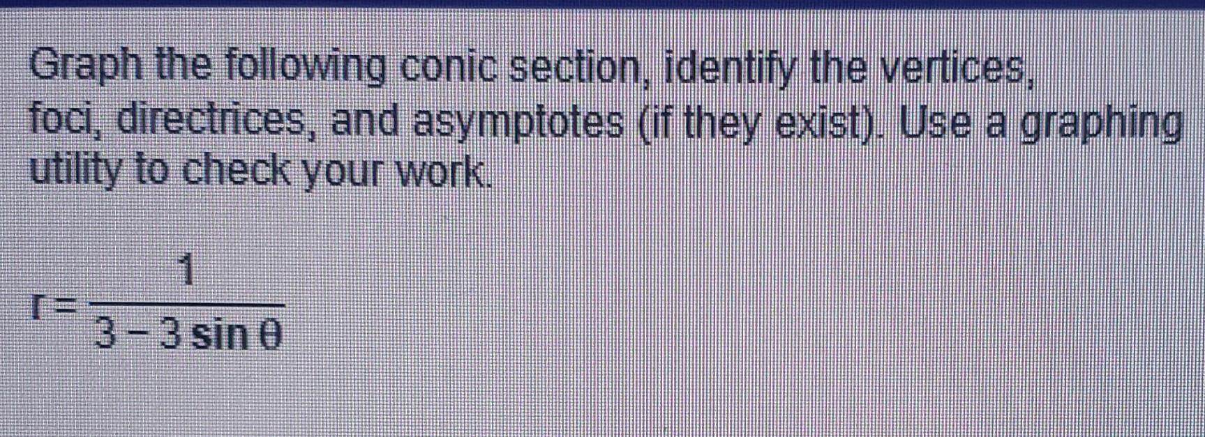 Solved Graph the following conic section, identify the | Chegg.com
