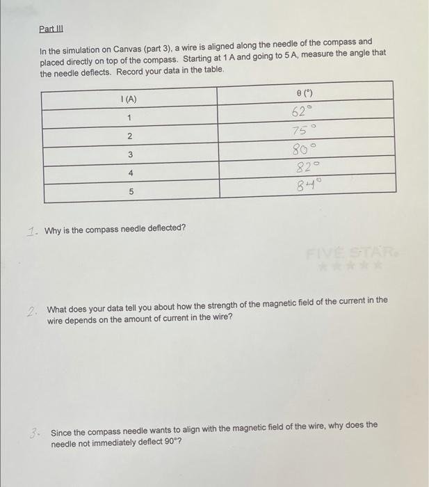 Solved Partill In the simulation on Canvas (part 3), a wire | Chegg.com