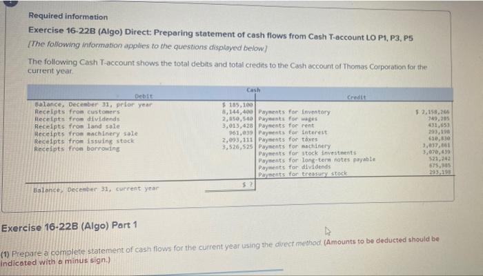 Solved Required information Exercise 16-22B (Algo) Direct: | Chegg.com