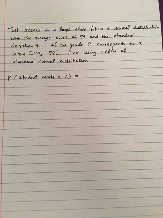Solved Test scores in a large class follow a normal | Chegg.com