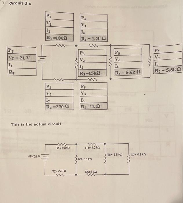 Solved Circuit Six This is the actual circuit | Chegg.com