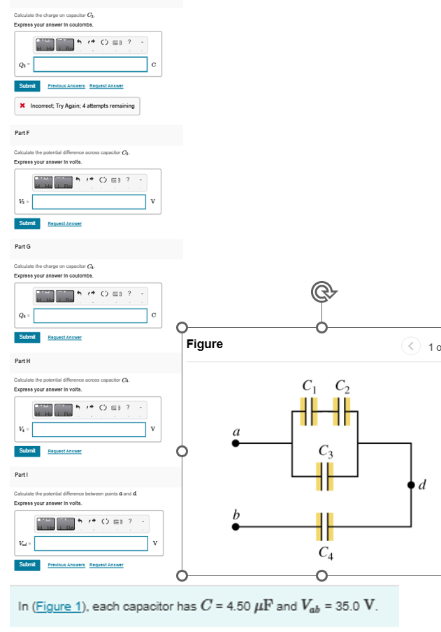 Calculate the charge on ﻿capacitor C3 -Express your | Chegg.com