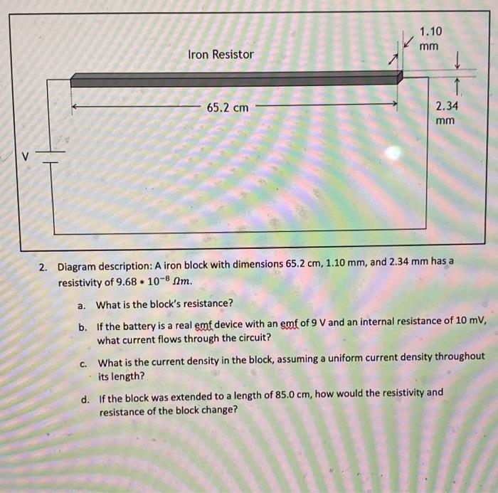 Solved 1.10 mm Iron Resistor 65.2 cm 1 2.34 mm 2. Diagram | Chegg.com