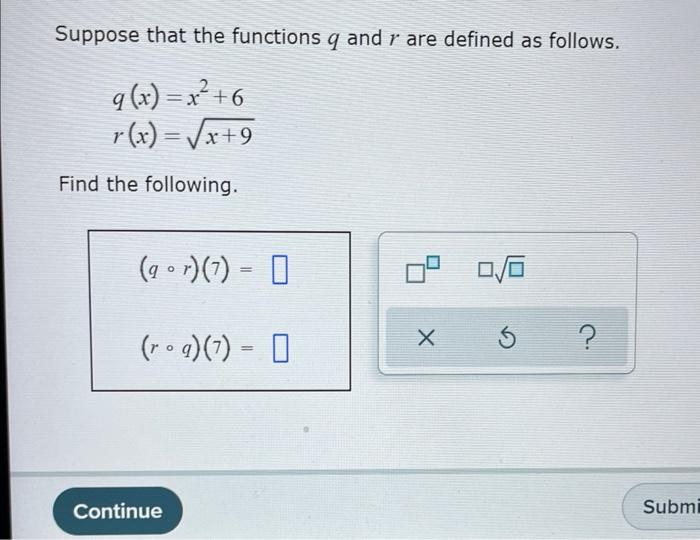 Solved Suppose that the functions q and r are defined as | Chegg.com