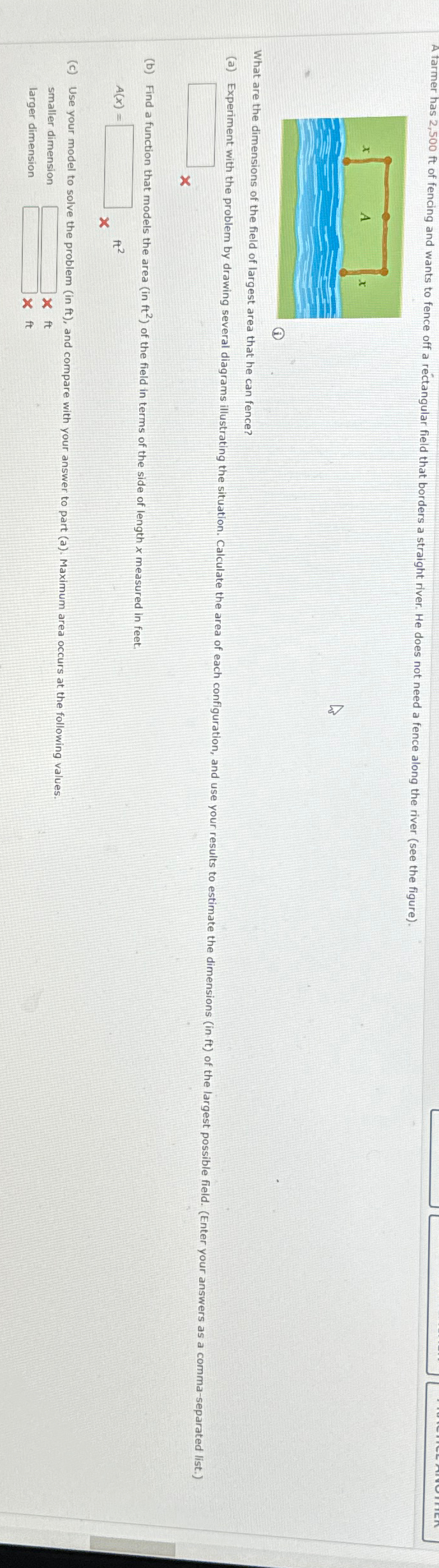 i)What are the dimensions of the field of largest | Chegg.com