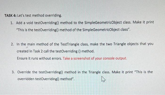 Solved public class SimpleGeometricobject \{ private String | Chegg.com
